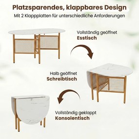 Costway Skládací jídelní stůl pro 6-8 osob, prostorově úsporný s funkcí
