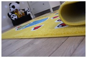 Dětský kusový koberec Mlsný kocour žlutý 280x370cm