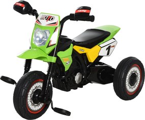HOMCOM Dětská Motorka na Odrážedlo pro Děti ve Věku 18-36 Měsíců – Tříkolka s 3 Koly, Světly a Hudbou, Nosnost 20 kg, 71x40x51 cm, Zelená | Aosom