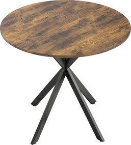 HOMCOM kulatý jídelní stůl (Ø 80 cm) — industriální styl, ocelové nohy, rustikální hnědá