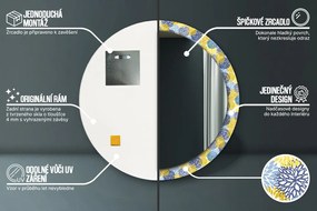 Kulaté dekorativní zrcadlo na zeď Modré květy fi 100 cm