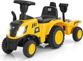 Costway Dětský traktor Caterpillar s bagrem a přívěsem, žlutý