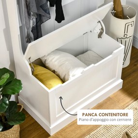 HOMCOM Moderní 3-in-1 volně stojící stojan na kabáty s 4 háčky, úložná lavice a ramínko na kabáty, úsporný vstup, chodba, nábytek do ložnice z dřeva,…