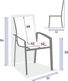 DEOKORK Hliníkové křeslo s textílií NOVARA (antracit)