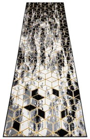 Dywany Luszczow Kusový koberec, Běhoun GLOSS moderni 409A 82 Krychle černý / šedá / zlato Rozměr koberce: 60 x 200 cm