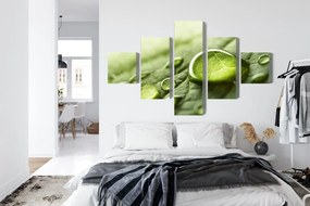 Vícedílný obraz Kapky Vody Na List V Makro Měřítku Nedostatek Nedostatek Plátno Canvas 200x120