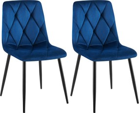 Sada 2 jídelních židlí Clairton samet – tmavě modrá