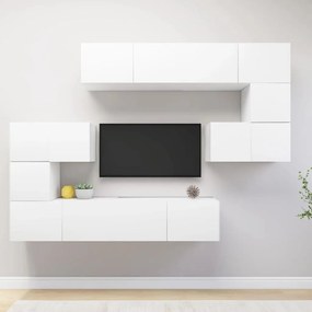 8dílný set TV skříněk bílý kompozitní dřevo 3078723