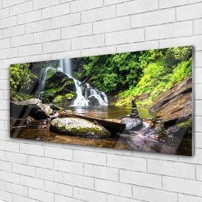 Plexisklo-obraz Vodopád Kameny Les Příroda 125x50 cm