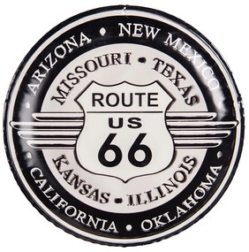 Nástěnná kovová cedule na zeď Route 66 - Ø 35*2 cm