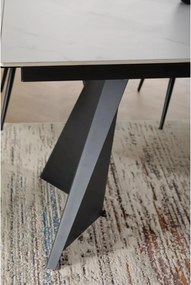 Jídelní rozkládací stůl Laconi 160/220 cm keramika bílý mramor/černý