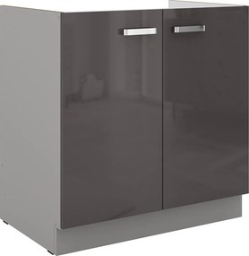 GREY gr | dolní skříňka 80 ZL 2F dřezová | 80 cm | světle šedá/tmavě šedá lesk