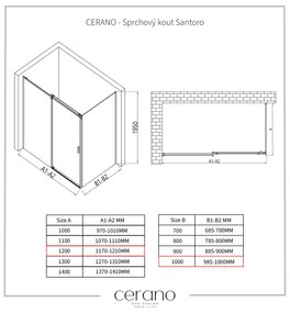 CERANO - Sprchový kout Santoro L/P - chrom, transparentní sklo - 120x100 cm - posuvný