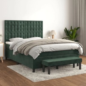Box spring postel s matrací tmavě zelená 140x190 cm samet