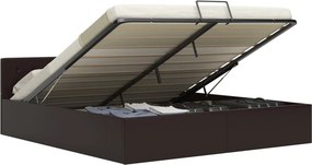 Rám postele s úložným prostorem šedý umělá kůže 160 x 200 cm 285526
