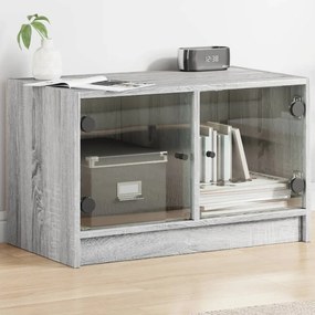 Tv Skříňka Se Skleněnými Dvířky Šedá Sonoma 68X37X42 Cm - dub sonoma