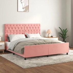 Rám postele s čelem růžový 160x200 cm samet 3125951