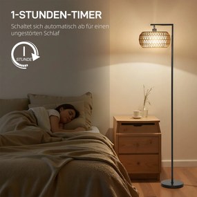 HOMCOM LED stojací lampa s dvojitým stínidlem, stmívatelná stojací lampa se 3 barevnými teplotami pro obývací pokoj, ložnici, kancelář, černá