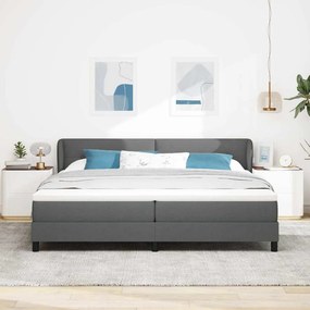 Postel s boxspringem s čelo Tmavě šedá 200 x 200 cm textil 3340046