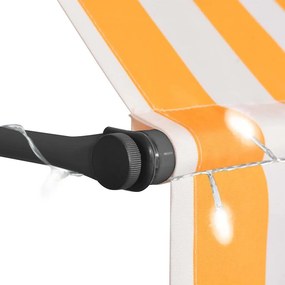 Ručně zatahovací markýza s LED světlem 350 cm bílooranžová 145860