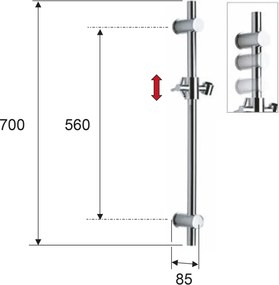 Sapho 560 mm SC015 držák sprchy posuvný černá mat