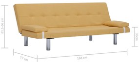 vidaXL 282190 Marketos Sofa Bed with Two Pillows Yellow Polyester