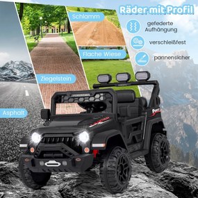 Costway Dětské elektrické auto s 2,4 G dálkovým ovládáním a USB a – černý