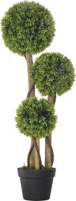 HOMCOM Velký Umělý Buxus 90 cm, UV-Ochranný Umělý Strom, Umělá Rostlina, Plastové Umělé Rostliny v Květináči, Napodobenina Rostliny jako Skutečné pro