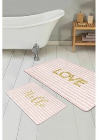Růžové sametové koupelnové předložky v sadě 2 ks 60x100 cm Love – Mila Home