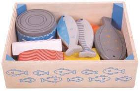 Bigjigs Toys Dřevěné hrací jídlo - mořské plody v krabičce