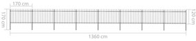 vidaXL Marketos Zahradní plot s kopím nahoře ocelový 1426 x 120 cm černý