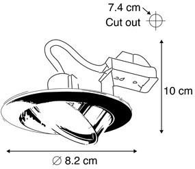 Sada 12 moderních zapuštěných bodových světel černých otočných - Edu