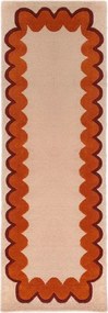 Oranžový/v přírodní barvě ručně tkaný vlněný běhoun 80x230 cm Wiggle Wool – Flair Rugs