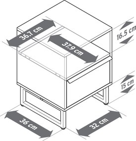 Tchibo - Noční stolek »Leeg« s 1 zásuvkou - barva: šedá