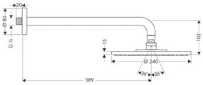 Hansgrohe Raindance S, hlavová sprcha 240 1jet se sprchovým ramenem, chromová, HAN-27474000