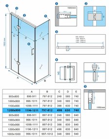 BPS-koupelny Obdélníkový sprchový kout HYD-OK02D 120x80 chrom/transparent + vanička HYD-OSV-ST03C černá