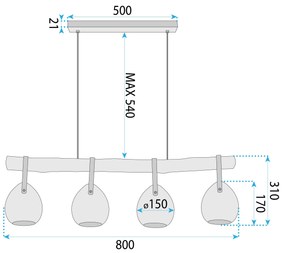 Toolight Závěsné osvětlení Modern Wood D25 APP1775-4CP černá