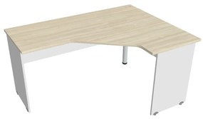 Stůl ergo levý 160*120 cm - Hobis Gate GEV 60 L Dekor stolové desky: akát, Dekor lamino podnože: bílá, Barva nohy: stříbrná