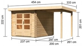 Dřevěný zahradní domek BASTRUP 4 s přístavkem Lanitplast