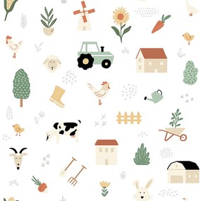 Vliesová dětská tapeta s motivy zahrady a zvířátek - M51507, My Kingdom, Ugépa
