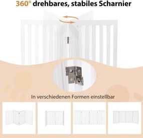 Costway Zábrana pro psy 89 cm vysoká 4 panely ochranná dřevěná skládací, bílý