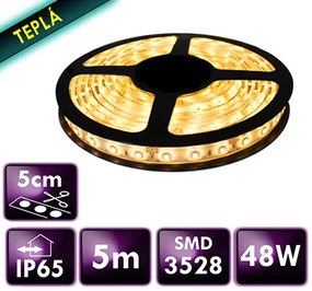 ECOLIGHT LED pásek - SMD 2835 - 5m - 120LED/m - 9,6W/m - IP65 - teplá bílá