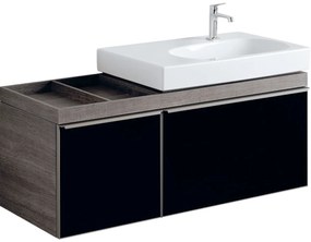 Geberit Citterio - Skříňka pod umyvadlo 750 mm, s odkládací plochou, lesklá černá/šedohnědý dub 500.563.JJ.1