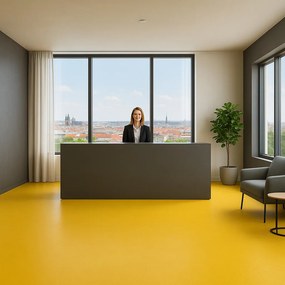 Lentex, PVC podlaha - lino Flexar PUR 603-07 žlutá, na míru, šíře 2m,4m, žlutá, bez podkladu, kancelář
