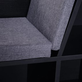 HOMCOM Dvoudílná knihovna s moderním designem a lavičkou, 6 přihrádek a 3 polštáře, 102D x 30Š x 61V cm, Černá Šedá