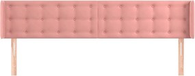 Čelo postele typu ušák růžová 163x16x78/88 cm samet 3119261