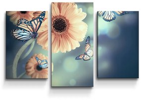 Sablio Obraz - 3-dílný Květinová abstrakce - 75x50 cm