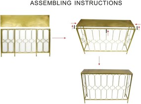 Konzolový stolek s konstrukcí ve zlaté barvě Mauro Ferretti Balcony, 112 x 31 cm