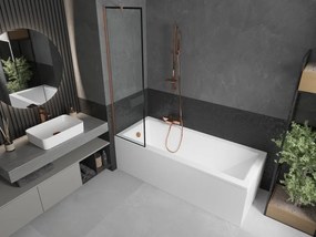Mexen Next, 1-křídlová vanová zástěna 50 x 150 cm, 6mm čiré sklo - černý vzor, ​​měděná matná, 895-050-000-00-70-65