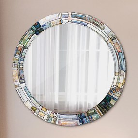 Kulaté dekorativní zrcadlo Abstraktní okno vitráže fi 70 cm